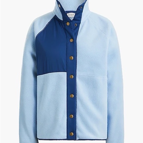 J. Crew | Jackets & Coats | J Crew Light Blue Fleece With Dark Blue ...